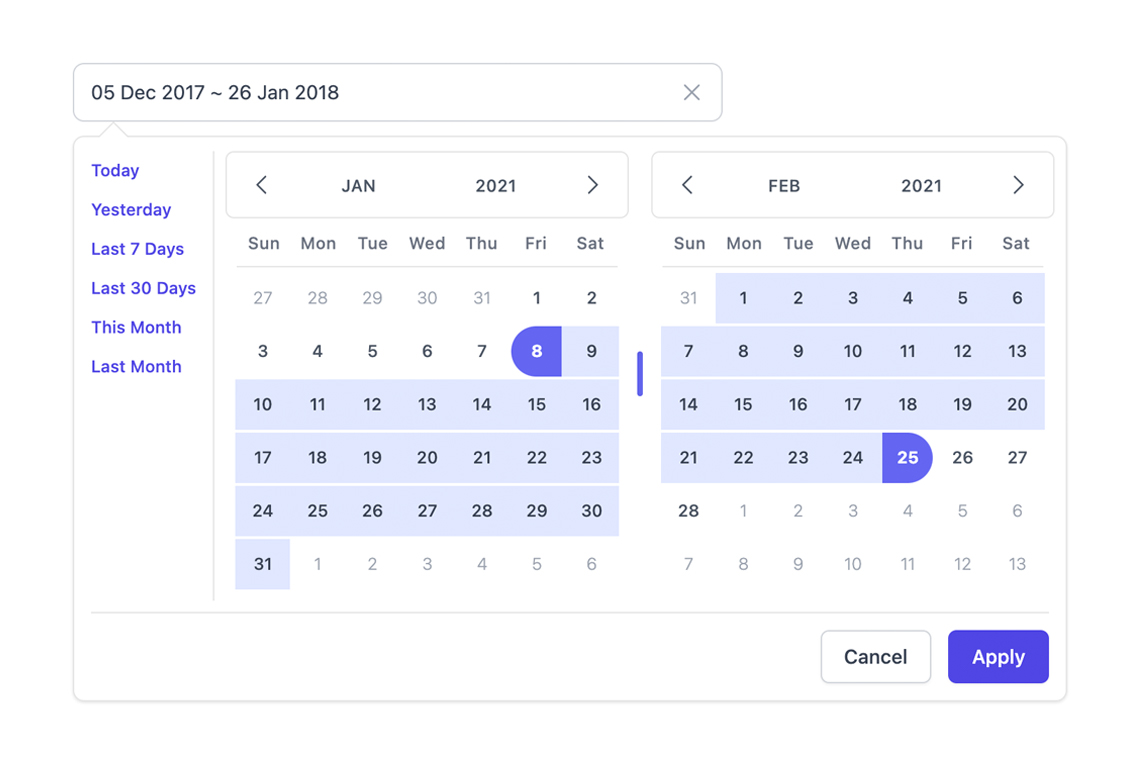 Litepie Datepicker Date Range Picker Made With Vue js