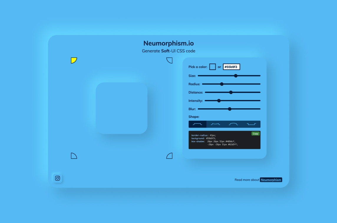 Neumorphism io Neumorphism CSS Generator Made With React js
