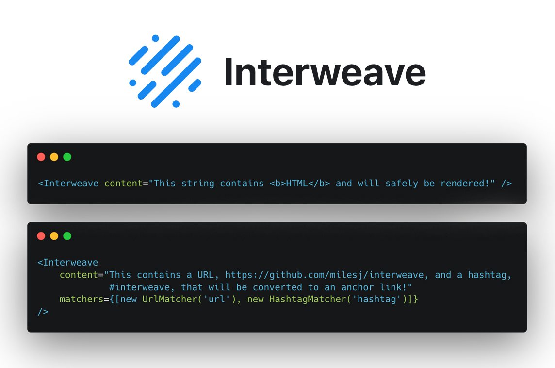 Interweave Safely Render HTML In React Made With React js