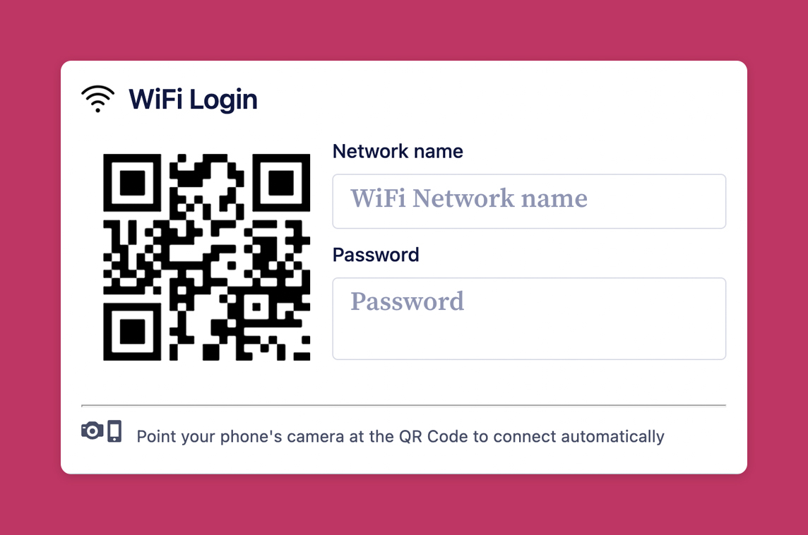 WiFi Card Print A QR Code For Connecting To Your WiFi Made With React js