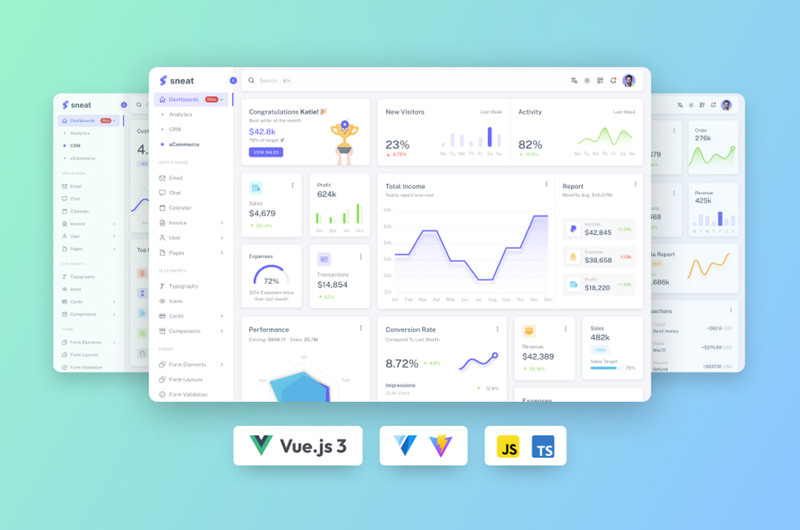 Sneat Vuetify Vue js 3 Admin Template Made With Vue js