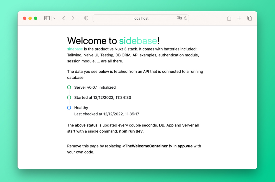 Sidebase Nuxt 3 Starter Template Made With Vue js