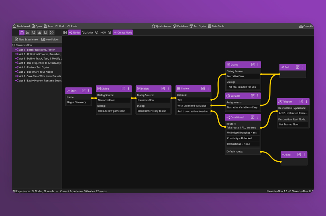 NarrativeFlow - Visual Narrative Design Tool for Game Developers - Made ...