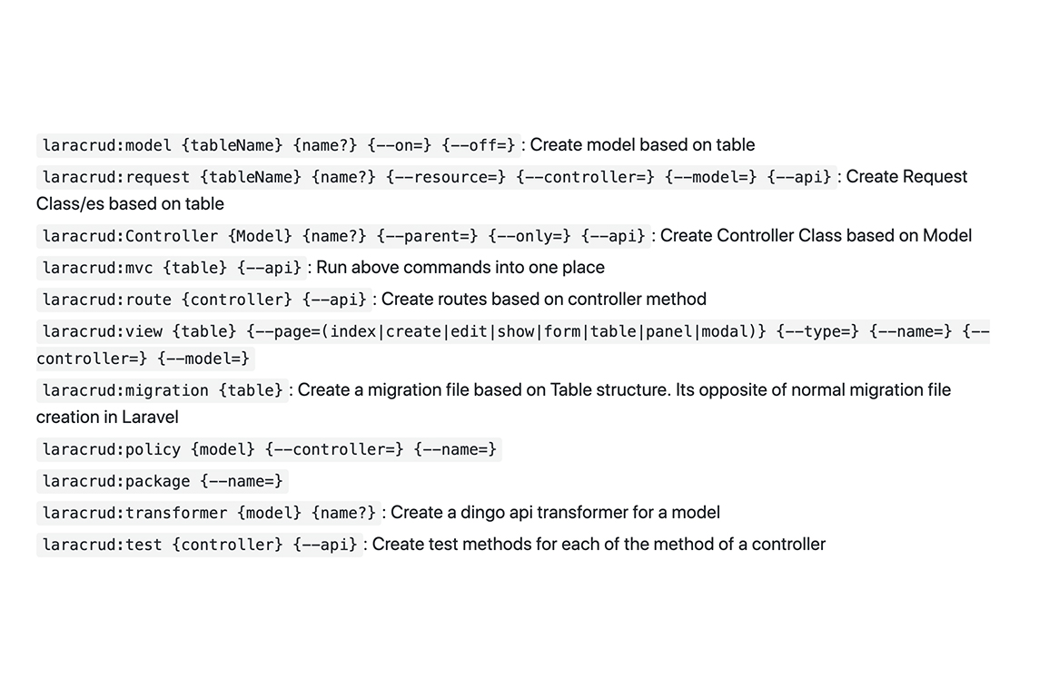 Laracrud - Laravel Code Generator based on MySQL Databases - Made with Laravel